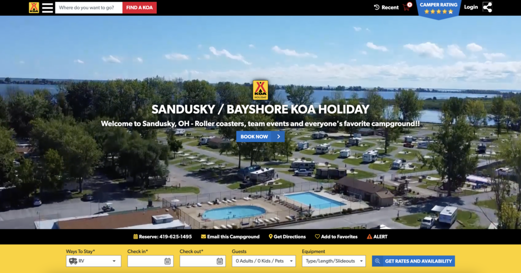 Venturing Outdoors: Location of the Week - Sandusky KOA Holiday ...